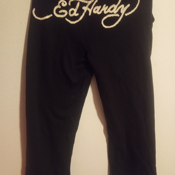 Ed Hardy | Pants | Nwt Ed Hardy Black Sweatpants With White Script ...